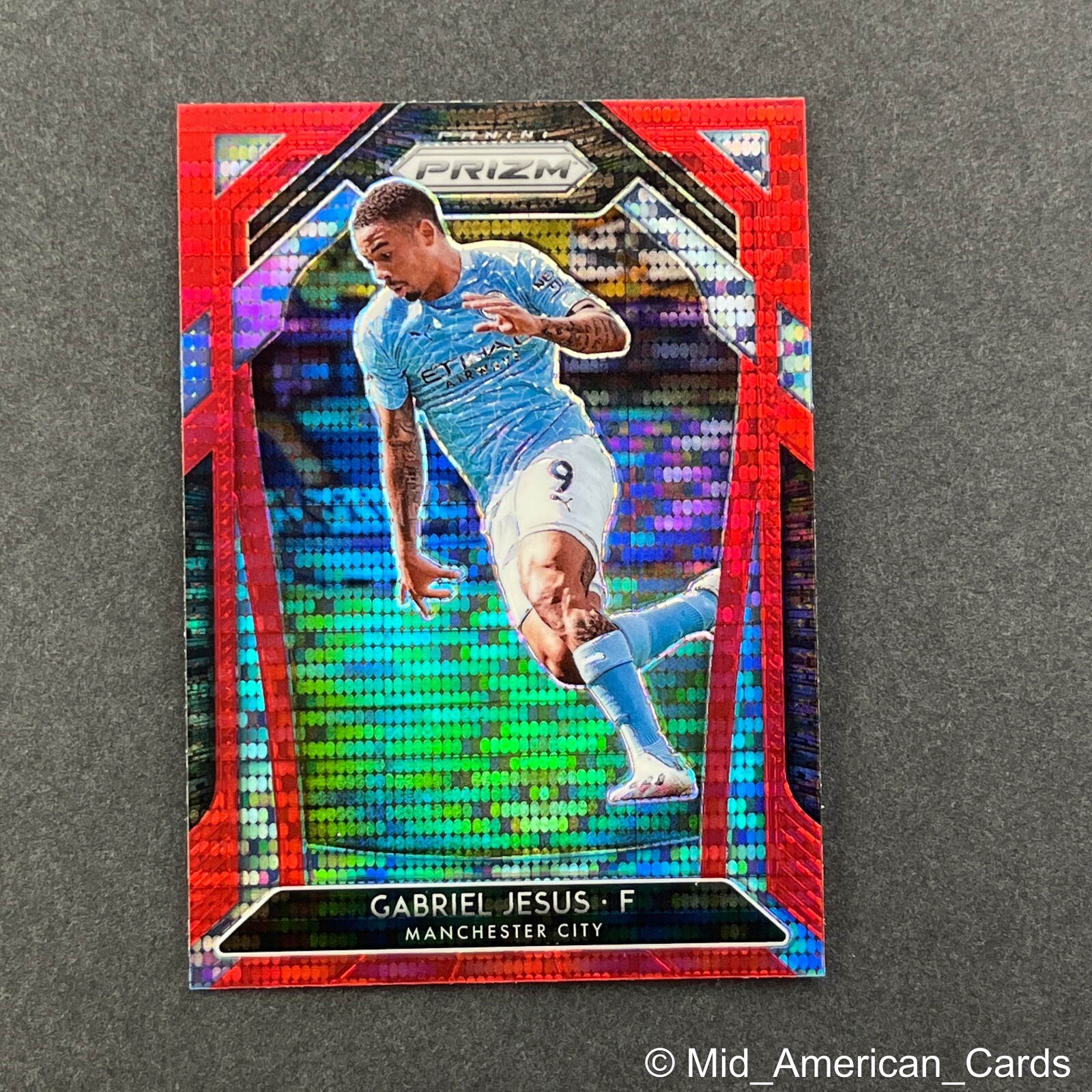 2020-21 Prizm Premier League Gabriel Jesus Red Pulsar Prizm #105 ...