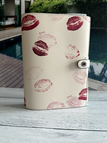 Coach Leather Notebook With Kisses Lips Lip Print CR772 Silver / Chalk ...