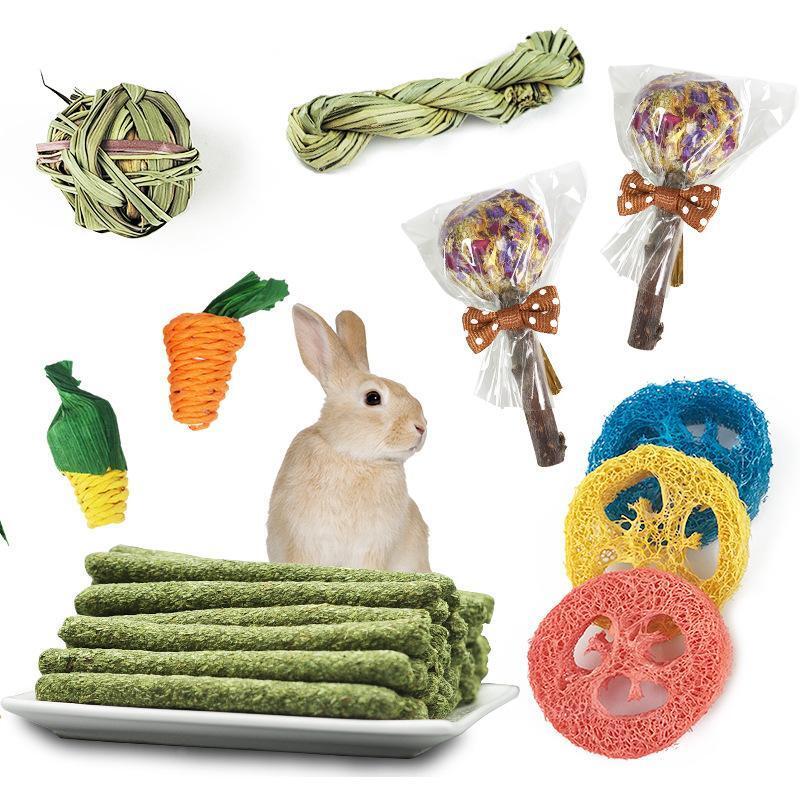14x Molar Toys Wooden Loofah Rabbit Chew Toys for Hamster Rats Teeth ...