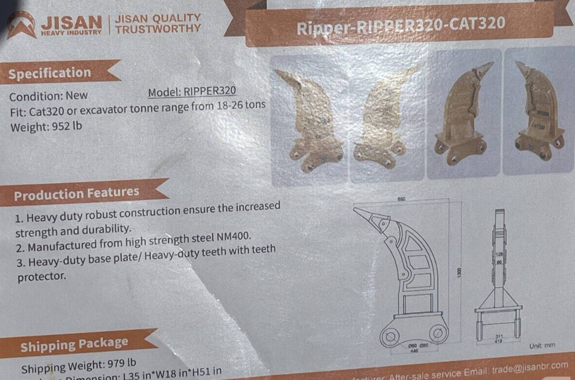 CAT 320 Excavator Frost Tooth Ripper 80mm Pins B Linkage Tree Stump ...