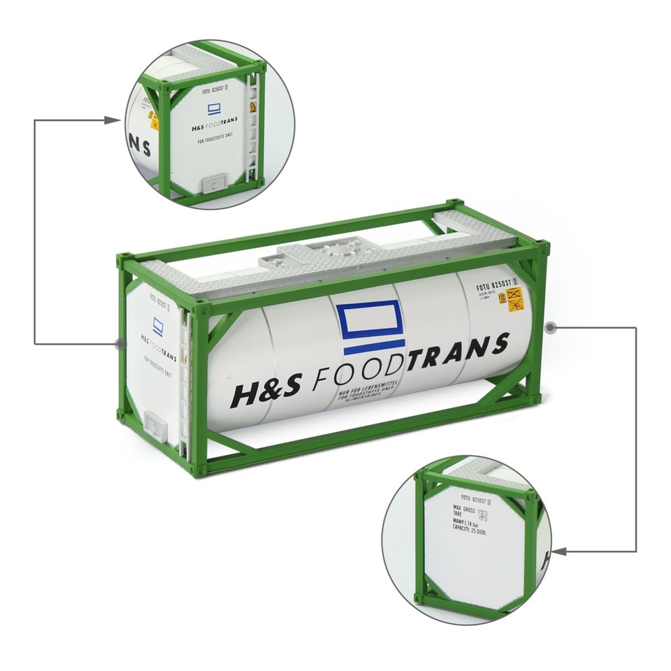 HO Scale 20ft Oil Tank Container 1:87 20' Shipping Tanktainer Model ...