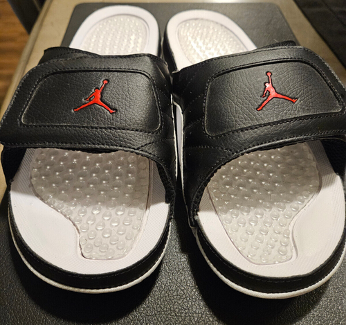 NIKE AIR JORDAN MENS HYDRO V PREMIER BLACK / RED SLIDES S12 | eBay