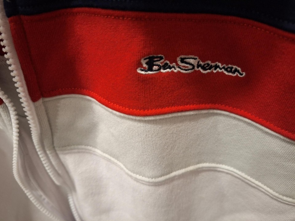 Ben Sheman Zip-up Sweater, Large, Red, White, & Blue, New w/Tags | eBay