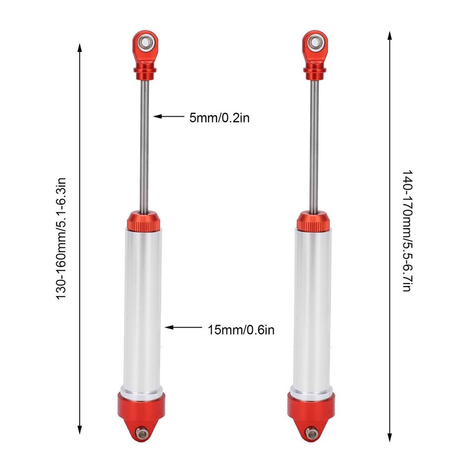 2 Pcs RC Shocks Absorber Remote Control Car Metal Non Spring Rear ...