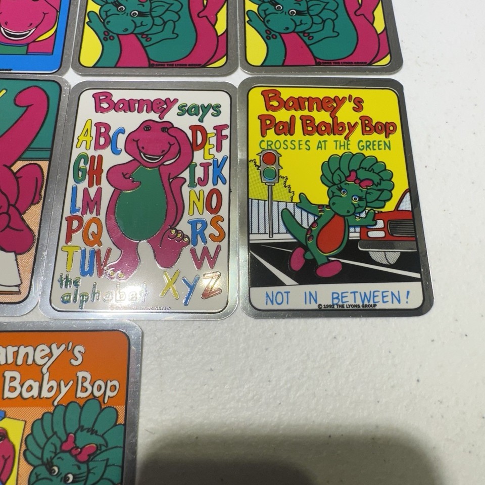 Vintage Sticker Lot Of 13 Barney Dinosaur Foil Mylar Vending Machine ...