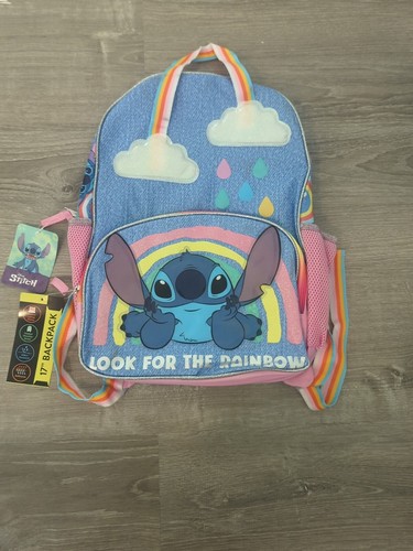 Disney Stitch Girl's Rainbow Cloud 17" Backpack Pink & Blue | eBay