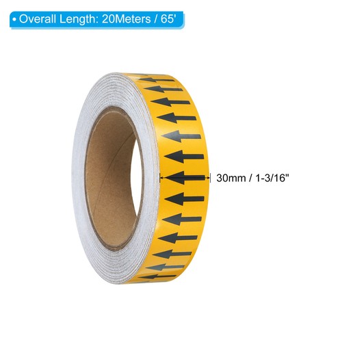 Adhesive Pipe Directional Flow Arrow Tape 1-3/16"x65, Black on Yellow ...