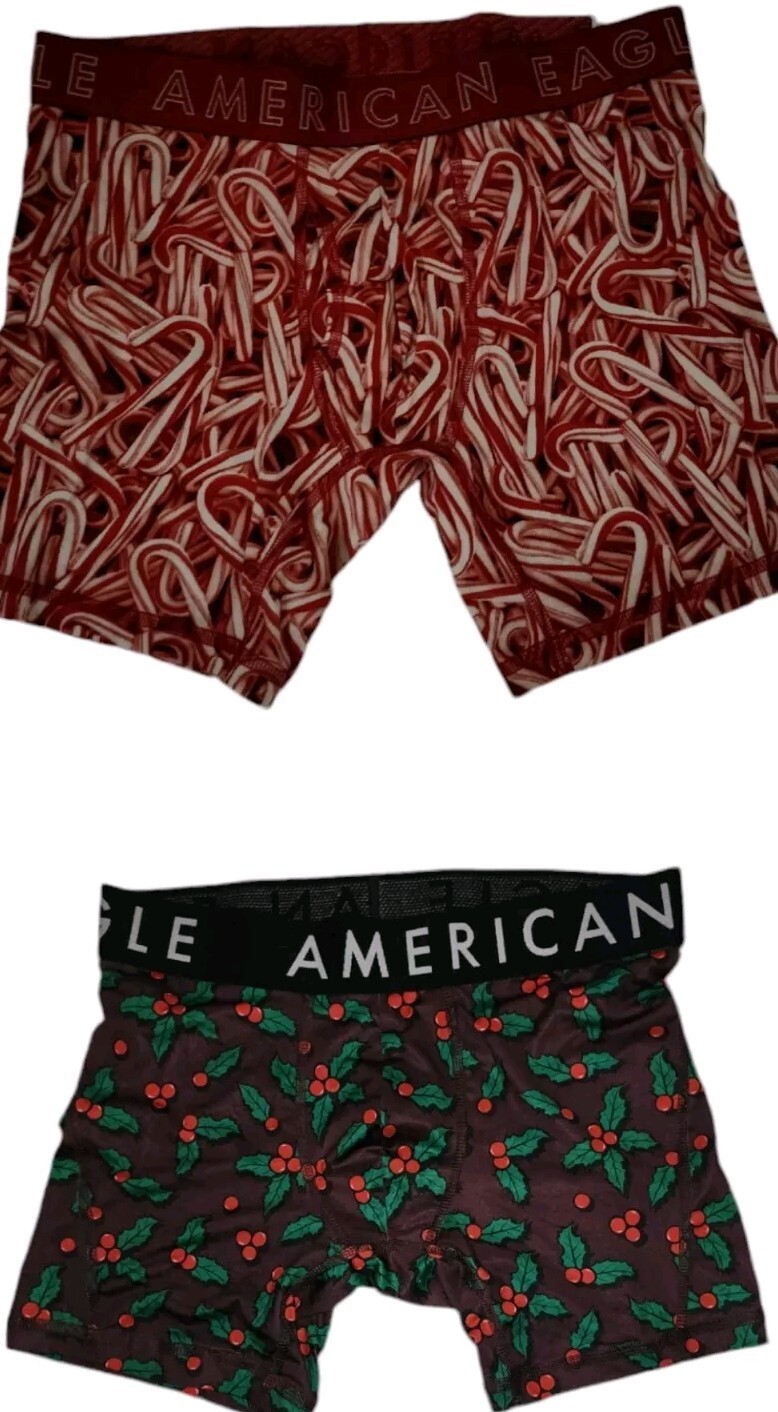 MENS AMERICAN EAGLE CHRISTMAS STRETCH BOXER BRIEF XS LOT FLEX BOXERS ...
