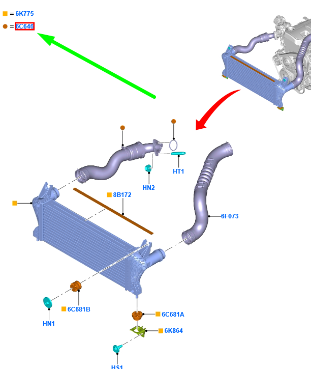 FORD RANGER T6 MK1 Intercooler Air Duct 2317938 JB3G-6C646-AC NEW ...