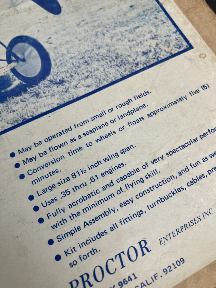 Sealed Proctor Antic Float Kit Vintage Balsa R/c Model airplane Kit | eBay