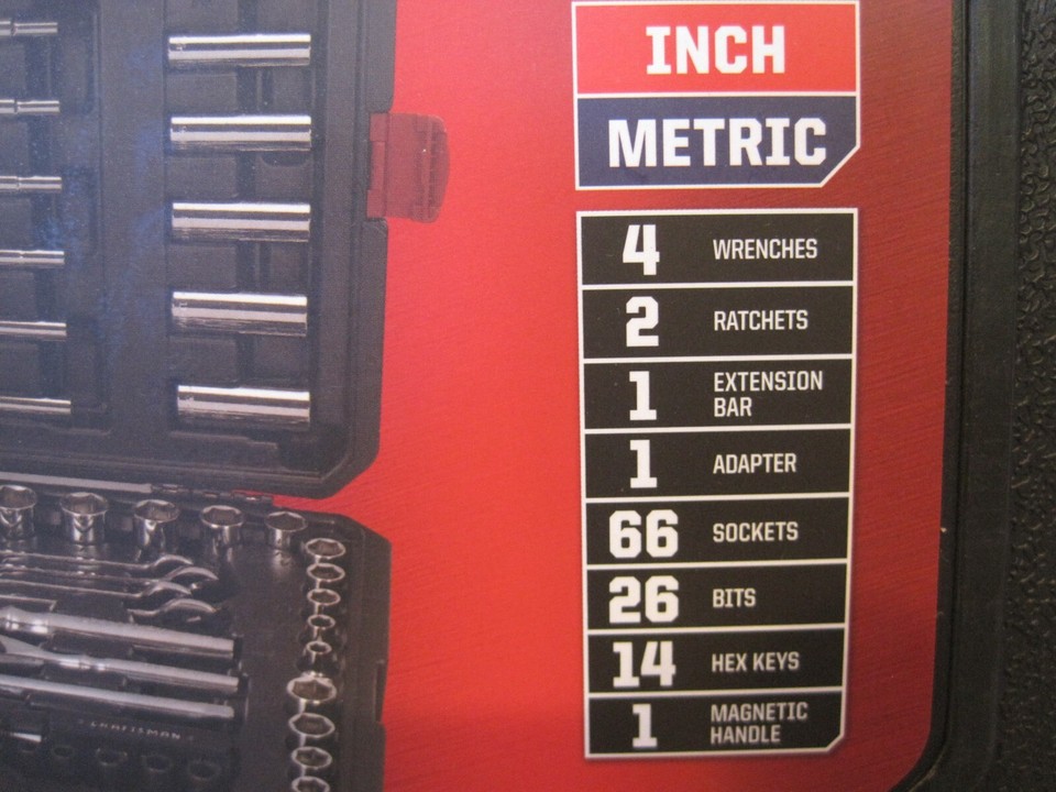 CRAFTSMAN 115 PC. MECHANIC TOOL SET #913161-1/4 & 3/8 IN-DRIVE-6-PT-SAE ...