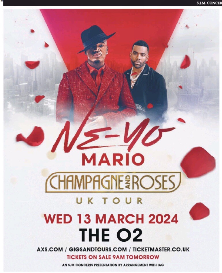 Ne-Yo Mario Tour Dates Ad 2024 Champagne Roses Newspap Mini Clipping ...