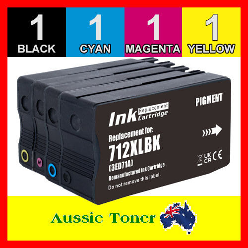 4x Non-OEM 712 712XL Ink Cartridge for HP Designjet T230 T250 T650 ...