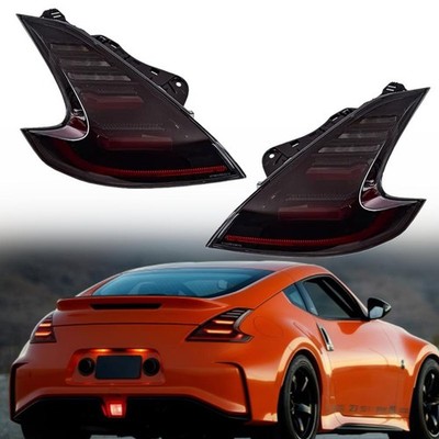 LED Tail Lights For Nissan 370Z Z34 Sequential Brake Lamps Smoke Black ...