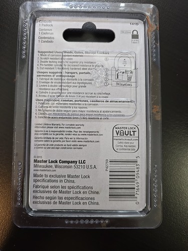 NEW MASTER LOCK 141D VINYL COATED KEYED PADLOCK 1/4" X 7/8" 6638233 | eBay