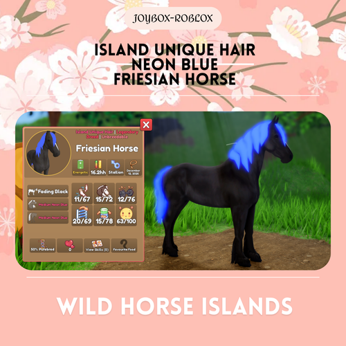 🐎 Wild Horse Islands 🐎 IUH Neon Blue Fading Black Friesian Horse🩵 | eBay