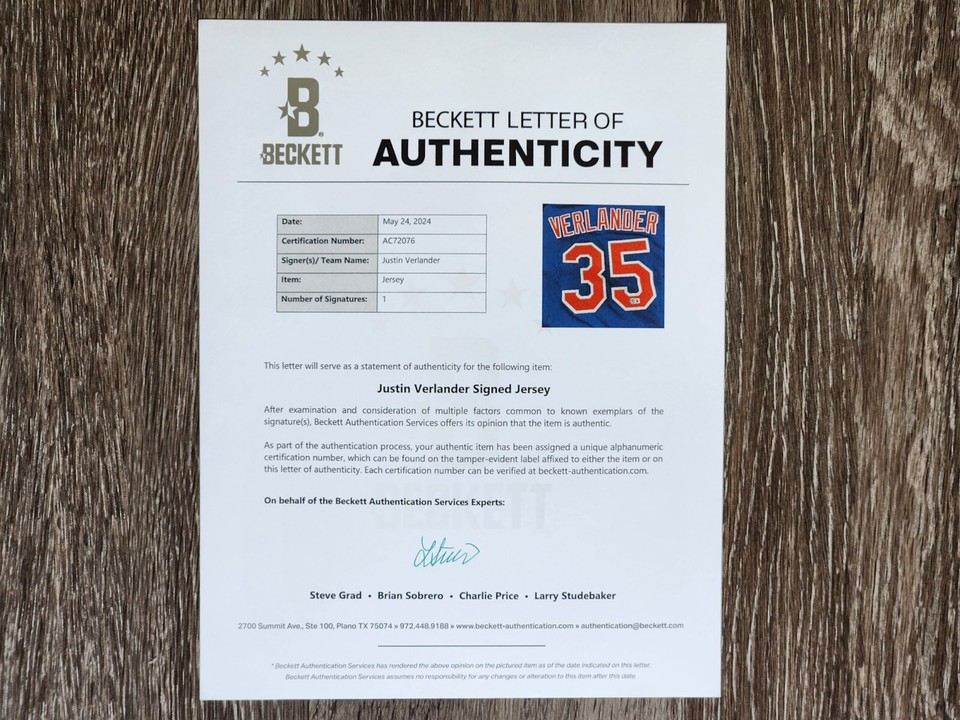 Justin Verlander Signed Autographed New York Mets Jersey Beckett LOA | eBay