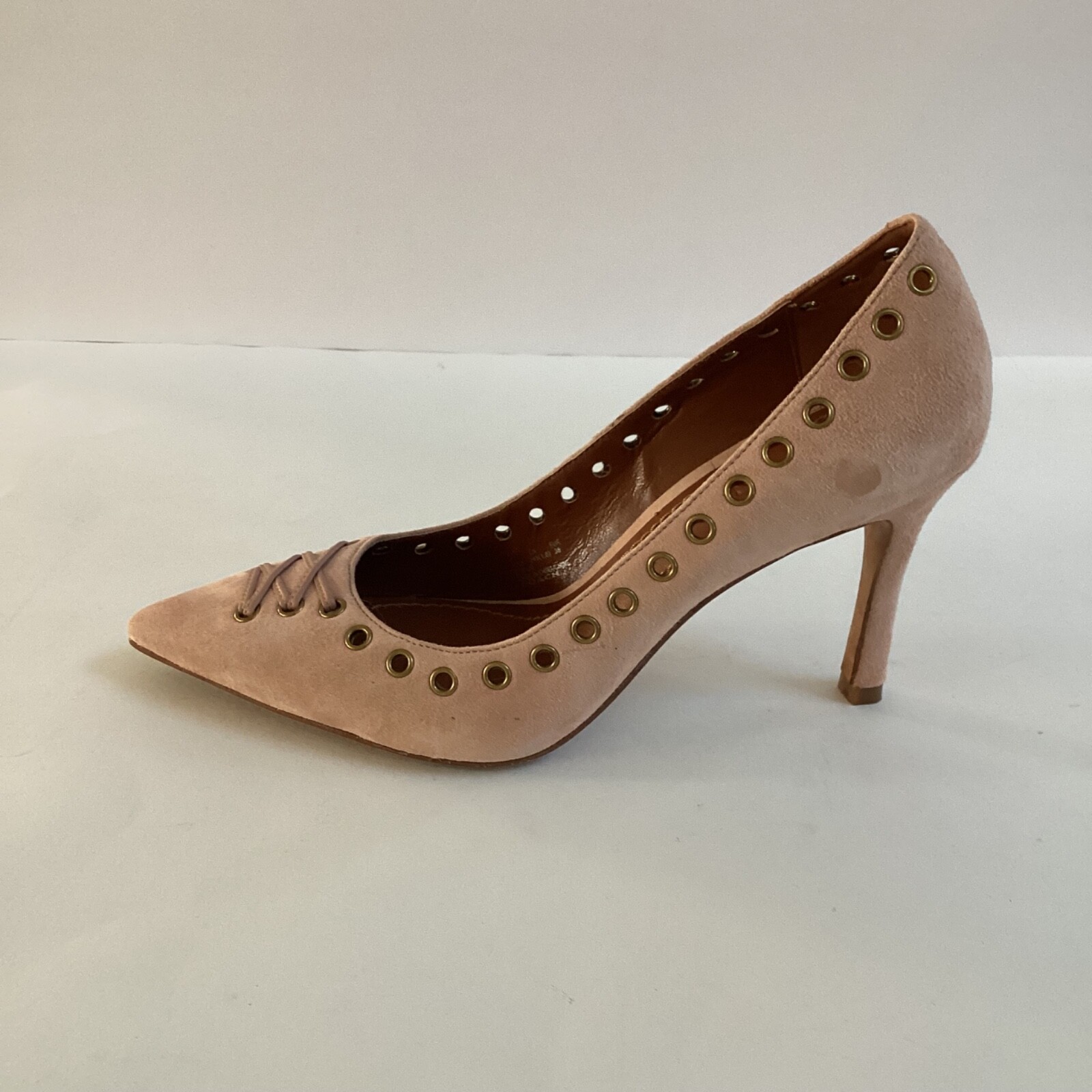 Coach Varick Grommet Pale Blush Tan Suede Leather Poi… - Gem