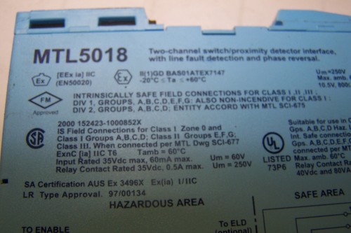 MEASURMENT TECHNOLOGY MTL5018 2CH SWITCH PROXIMITY DETECTOR INTERFACE ...