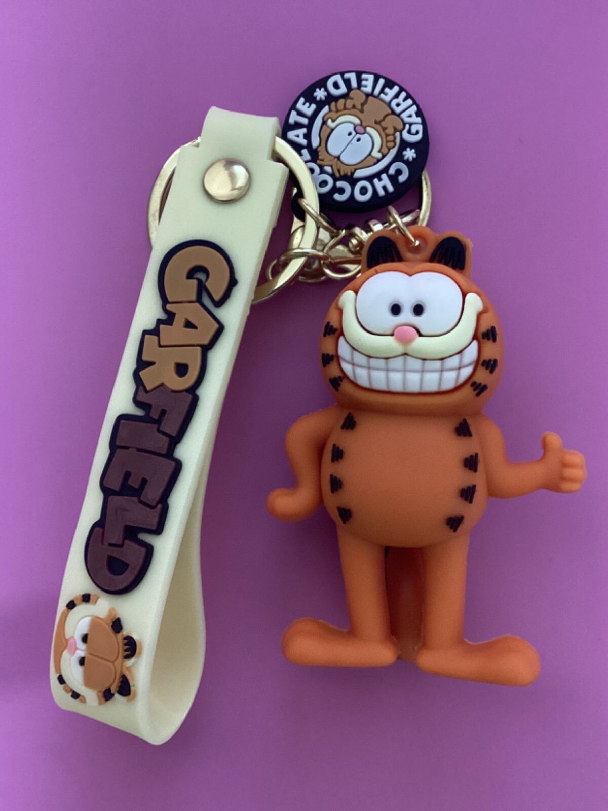 3D Rubber Keychain With Garfield Character Keychain Key Ring No-1 | eBay