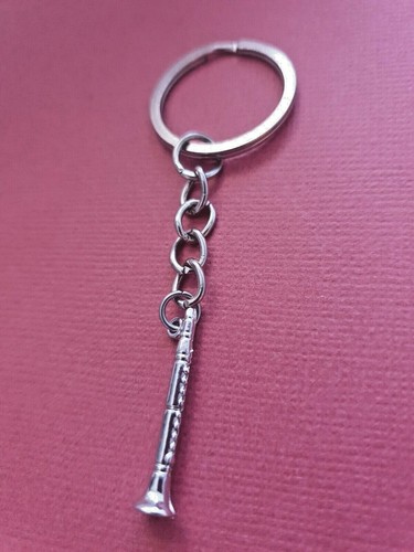Clarinet Keyring keychain 3D Silver plated Miniature player gift music ...