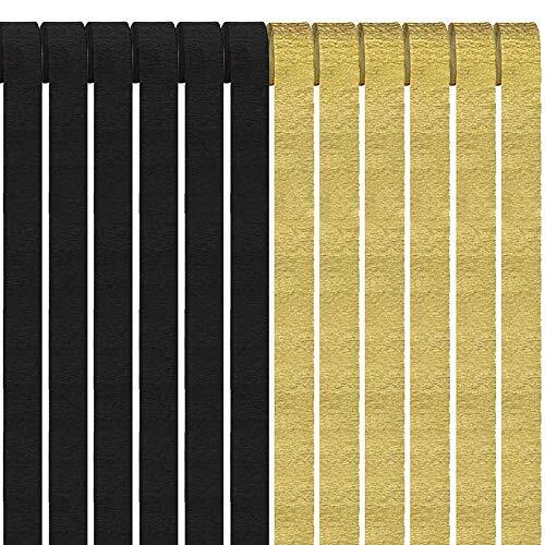 81 Feet Black and Gold Party Streamers 6 Rolls Black and Gold Crepe ...