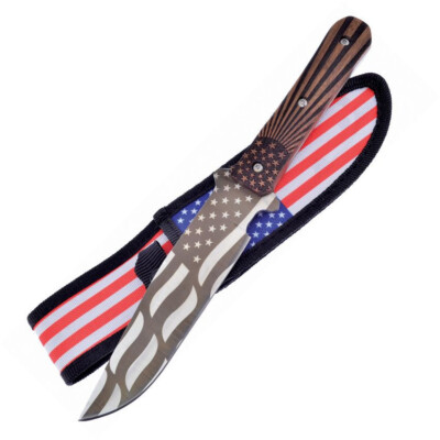 Frost Cutlery American Flag Fixed Knife 6" Stainless Clip Blade ...