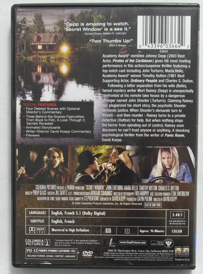 Secret Window (2004, DVD) | eBay
