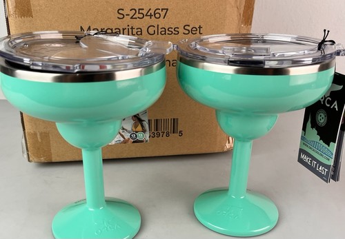 Orca Rita Margarita Drink Glass Teal Blue Insulated Spill Proof Set Of ...