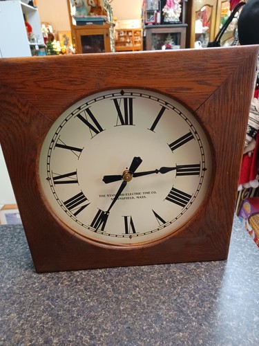 Antique Standard Electric Time Co. Wood Case Wall Clock Springfield ...
