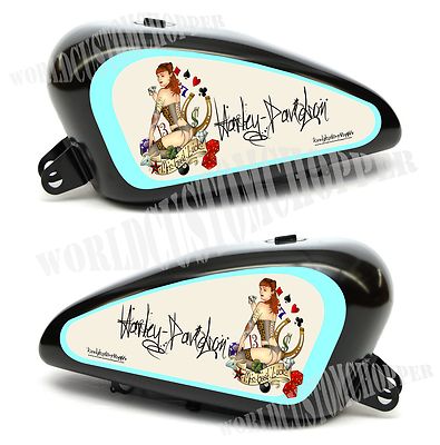 ADESIVI DECAL STICKER PINAP VINTAGE LADY LUCK X SERBATOIO HARLEY ...