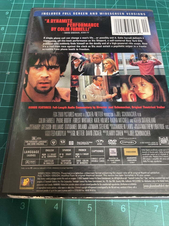 Phone Booth (DVD, 2002) Forest Whitaker, Colin Farrell, Keifer ...