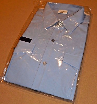 Light Blue Police Security Uniform Long Sleeve Shirt w/ Velcro for ...