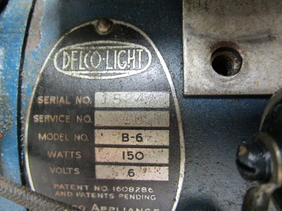 DELCO LIGHT PLANT GENERATOR MODEL B-6 GM LITTLE JOE STATIONARY ENGINE 6 ...