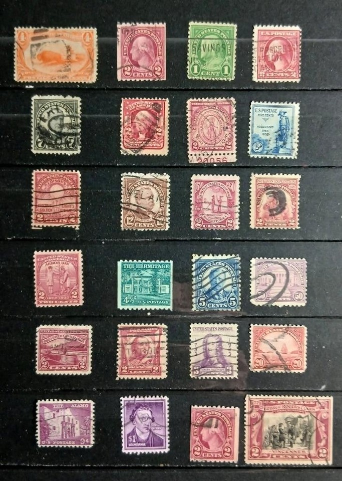 US Stamp Collection Many Old Stamps Including 1898 4c Indian Hunting ...