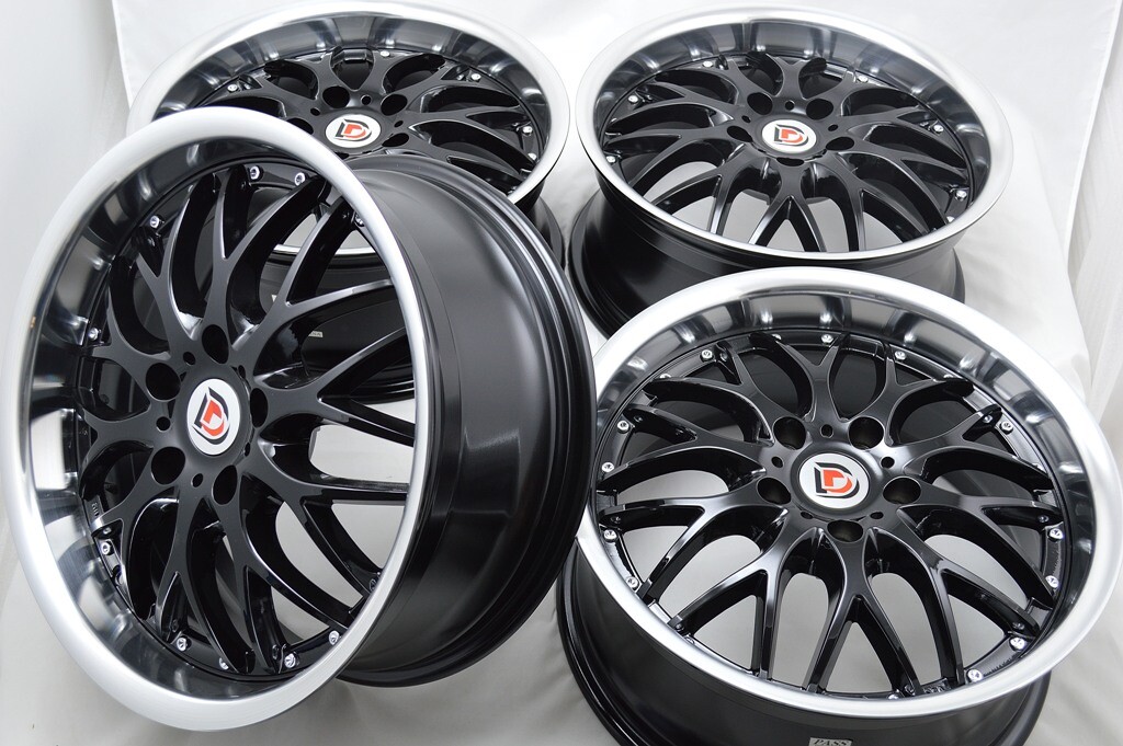 Set of 4 New 18x8 DDR R19 Black Polished Lip 18" Rims Wheels 5x114.3 ...