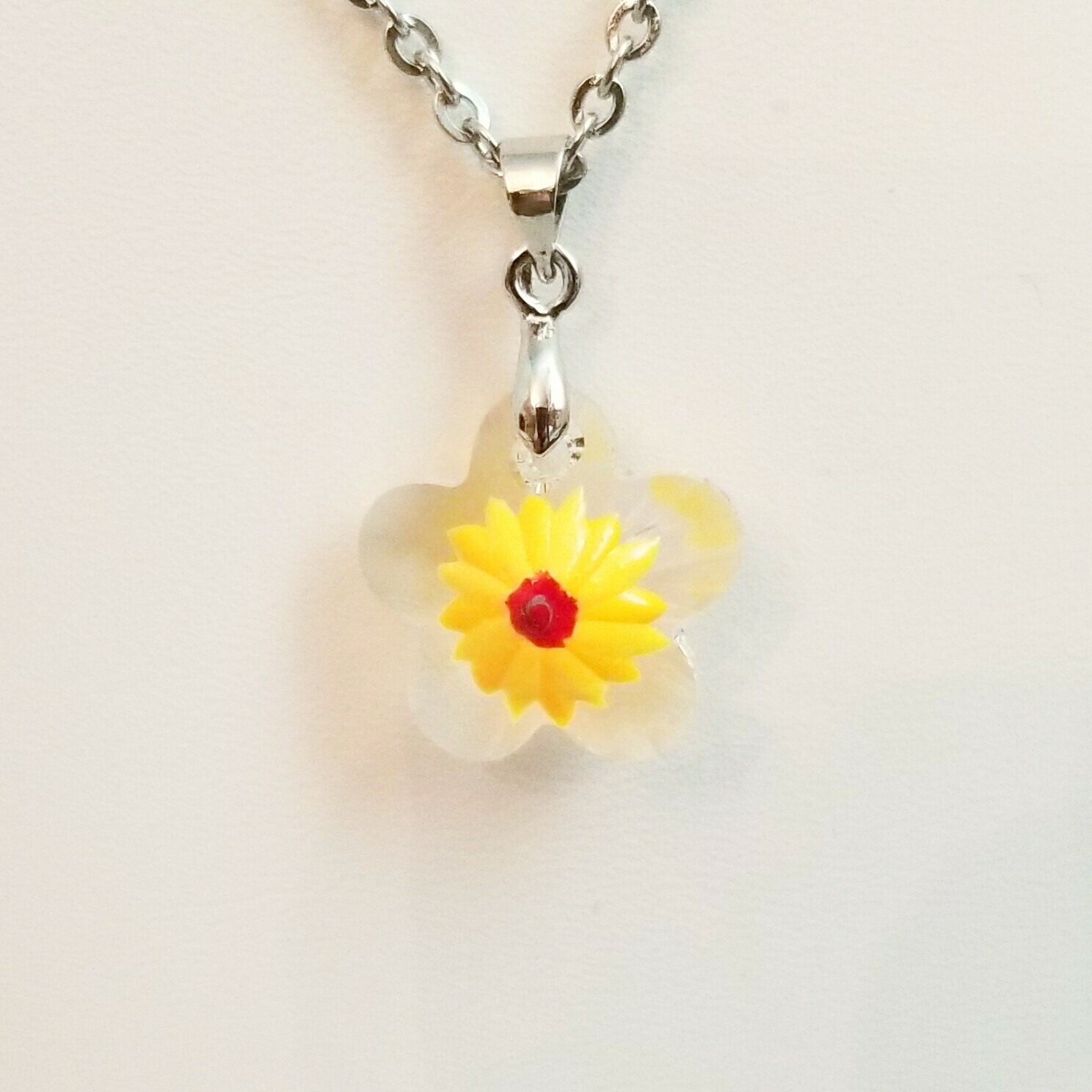 Daisy Flower Crystal Necklace Silver Made With Swarovski Crystal 18-20 ...