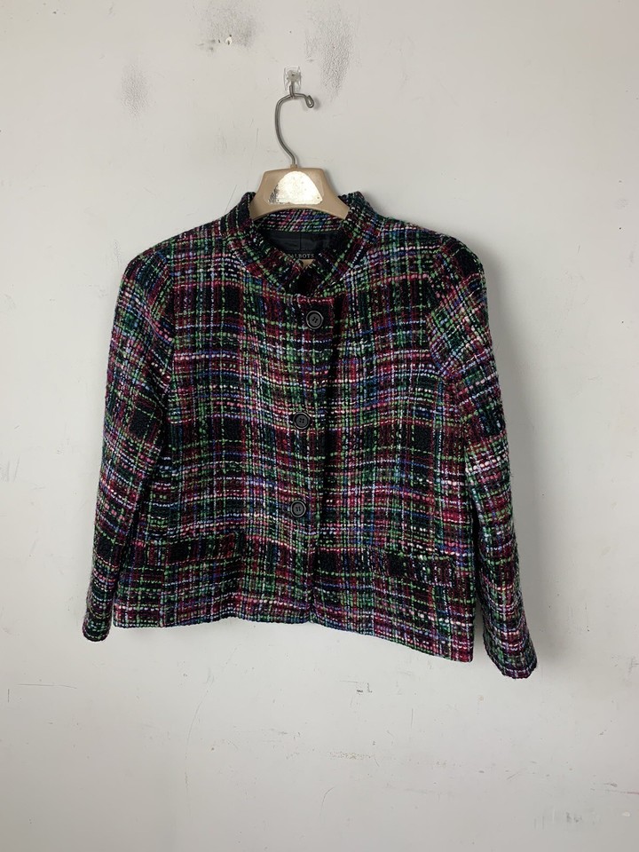 Talbots Womens Jacket Blazer 10P Petite Coloful Woven Wool Boucle ...