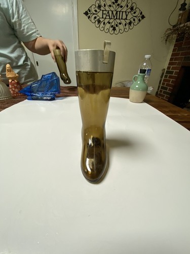 Vintage AVON LEATHER BOOT COLOGNE AFTER SHAVE Brown Glass Bottle(empty ...