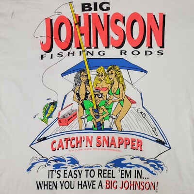 Vintage 1991 Big Johnson Fishing Rods Shirt Single Stitch Funny Humor ...