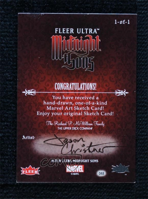 2023 Fleer Ultra Midnight Sons Midnight 1/1 Jason Christner Auto Sketch ...