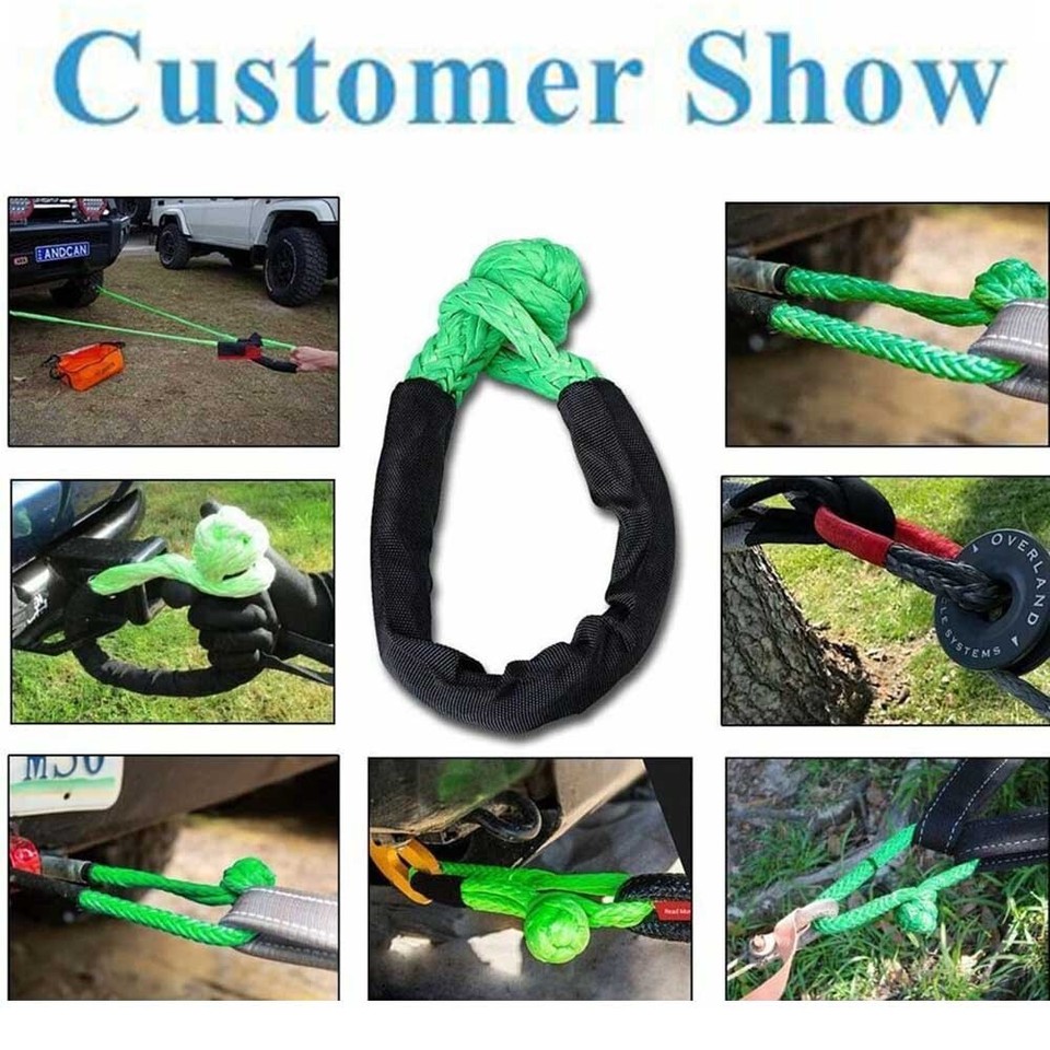 Recovery Ring Snatch Block Pulley 41000lbs Soft Shackle Tow Winch Rope ...