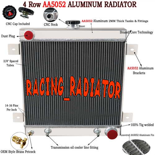 4 Row Alloy Radiator For 1962 Chrysler S Series Valiant 318 V8 Petrol 3 ...