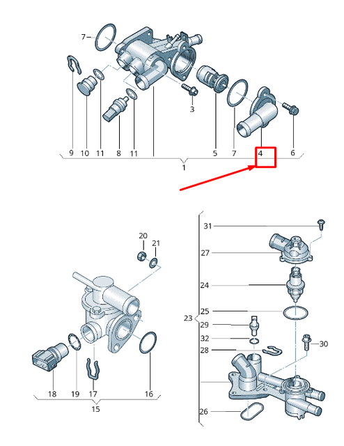 VOLKSWAGEN POLO 9N THERMOSTAT HOUSING 032121121G GENUINE for sale ...