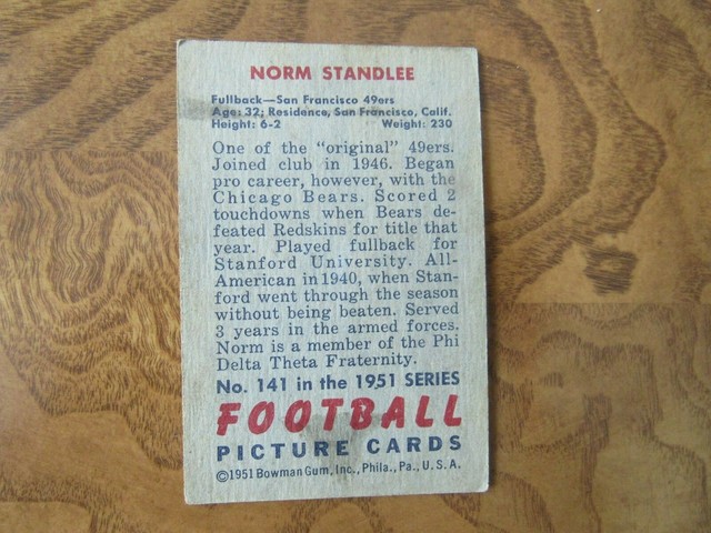 1951 Bowman - #141 Norm Standlee for sale online | eBay