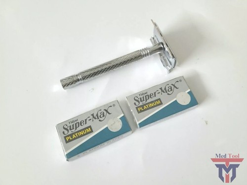 Men’s Traditional Classic Double Edge Chrome Shaving Safety Razor + 10 ...