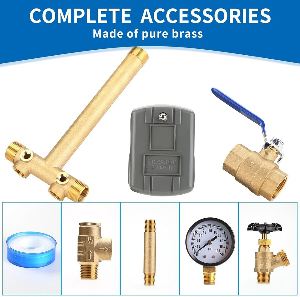 1 X 11 Well Pressure Tank Tee Kit For Water Well 40/60psi Pressure ...