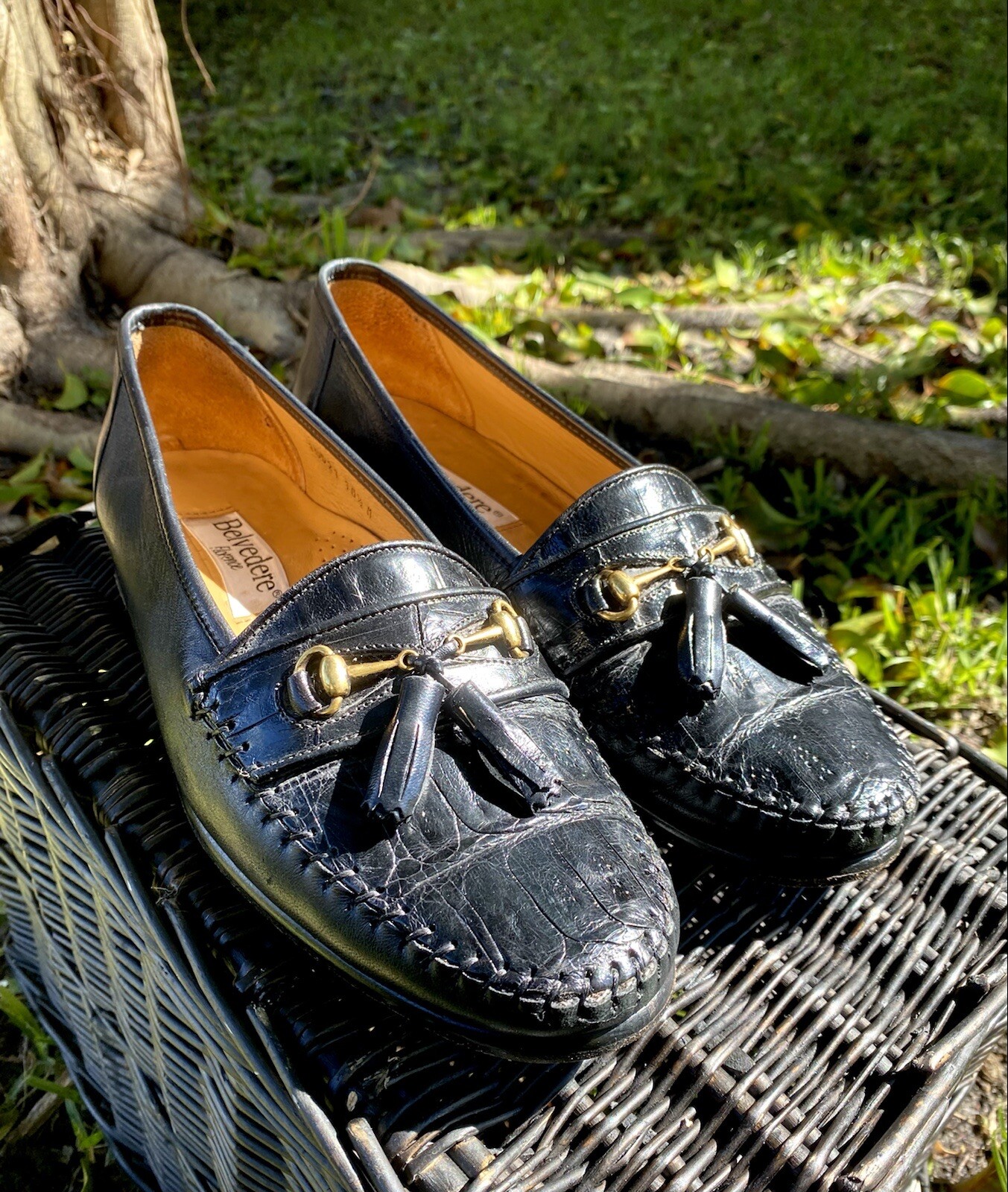 Vintage Black Belvedere Florence Crocodile Tassel Loa… - Gem