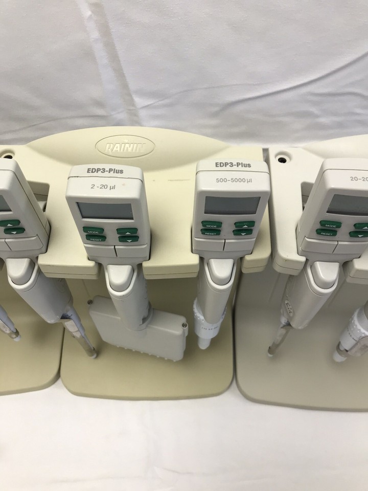 LOT of 6 - RAININ EDP3 Plus DIGITAL PIPETTES 2-5000 µL &3 E3 RAPID ...