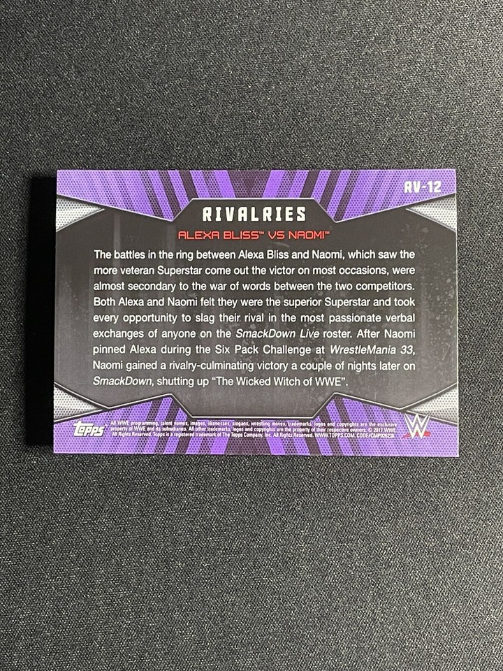 2017 Topps Women's Division Rivalries #RV-12 Alexa Bliss vs. Naomi ...